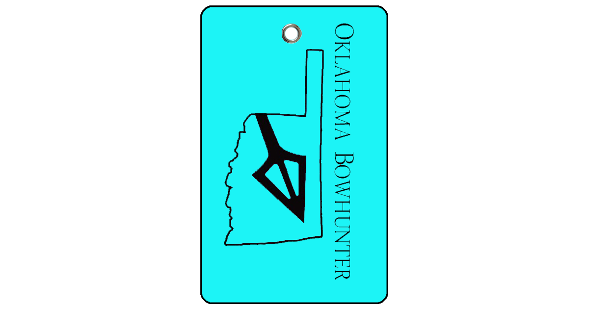 Oklahoma Bow Hunter Tag. Neon Colors Light Blue